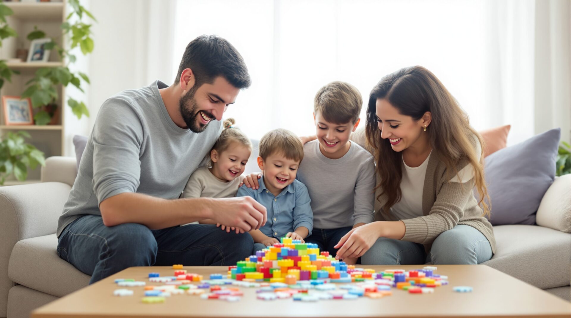 Puzzle 3D : moments complices en famille, enfants et parents